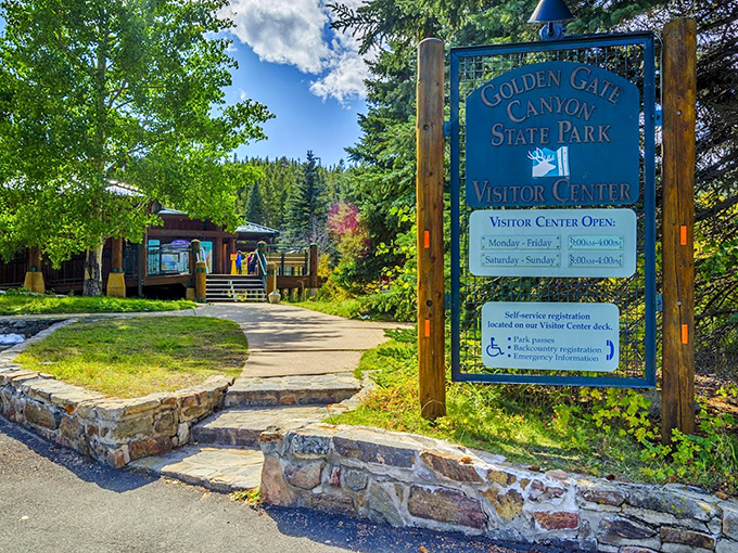 The visitor center welcomes adventurers with the promise of maps, restrooms, and rangers who've heard every "bear encounter" story imaginable.