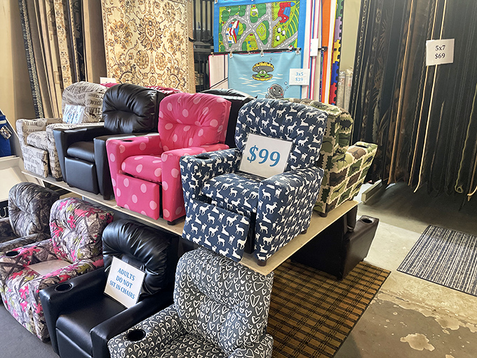 Recliners in every pattern imaginable &ndash; where comfort meets personality in a symphony of springs and fabric.