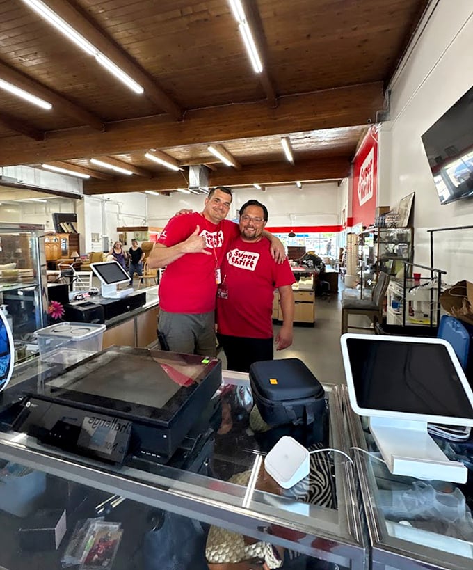 Behind the counter, where transactions transform forgotten items into newfound treasures and bargains become bragging rights.