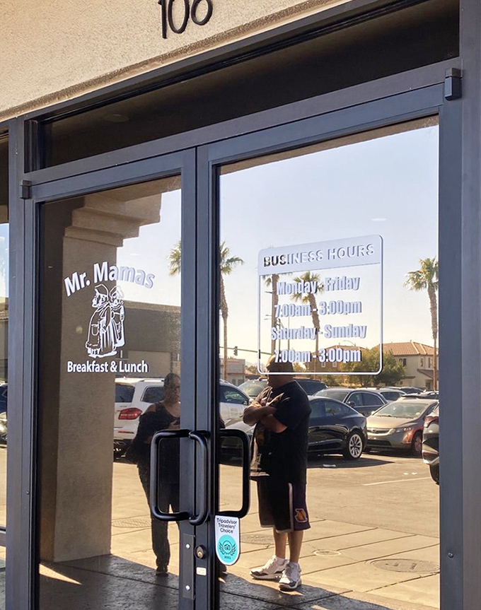 The door promises breakfast salvation from 7am&mdash;early enough for early birds, late enough for those recovering from Vegas nightlife.