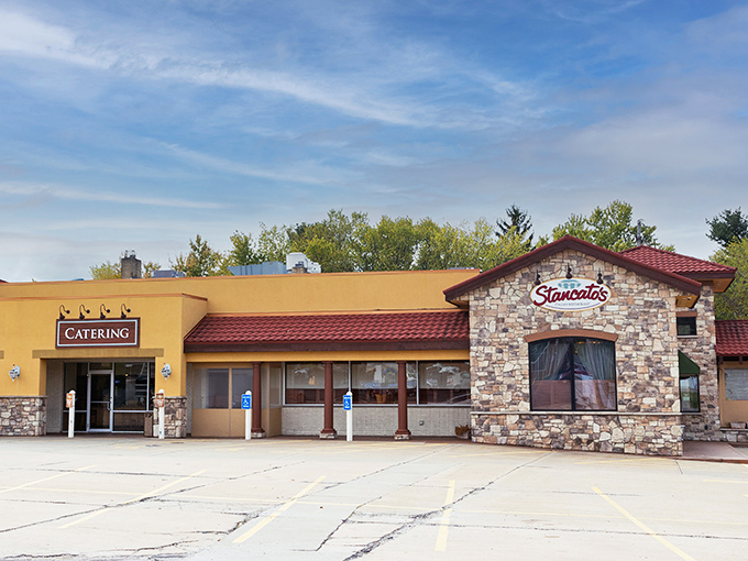 The catering entrance promises the possibility of bringing Stancato's magic to your next event, where you'll be the hero who ordered the lasagna.