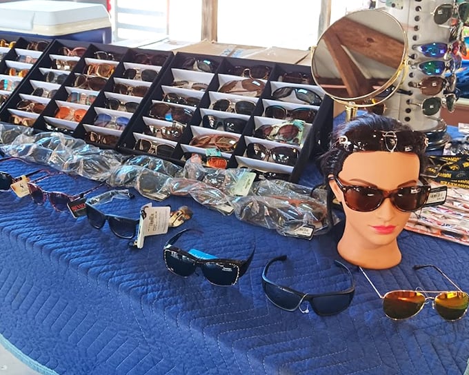 Sunglasses galore – because looking fabulous while digging through treasures should never break the bank.