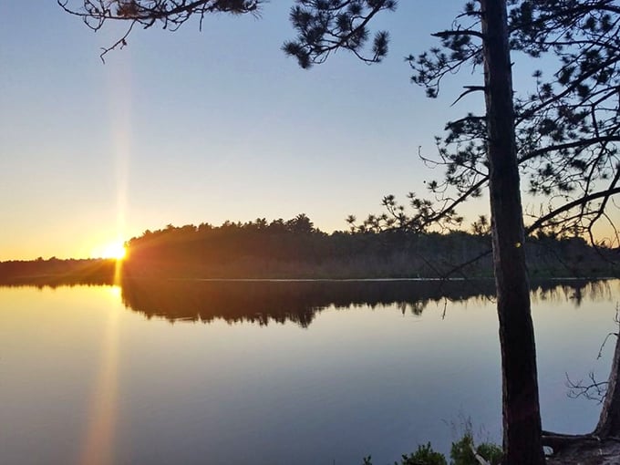 Golden hour perfection. When the sun kisses the water goodbye, Tahquamenon's lakes become mirrors reflecting nature's daily masterpiece.