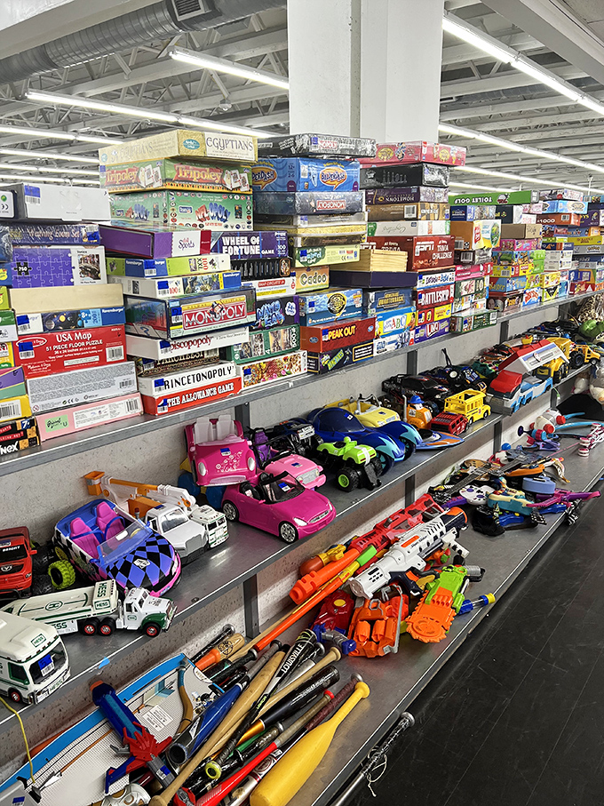 The toy section: where nostalgia meets affordability, and parents discover that the games of their childhood still have the power to delight.