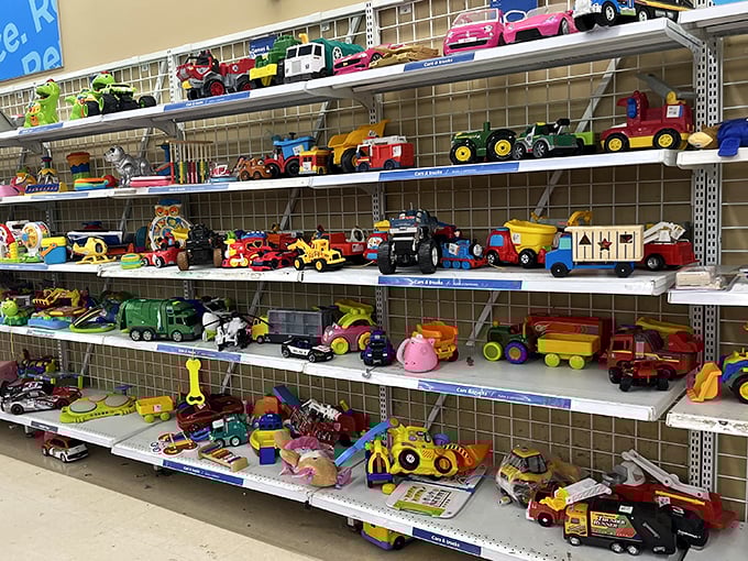 Toy paradise where childhood dreams come at pocket-change prices. That fire truck definitely still makes noise.