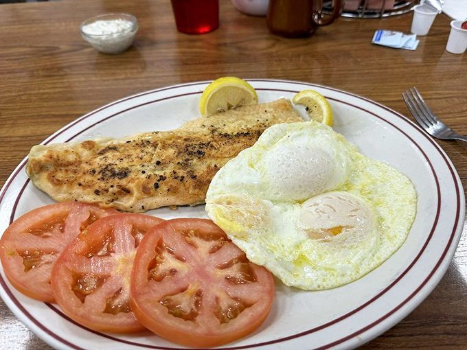 Trout and eggs: the breakfast that says "I'm sophisticated, but I also want enough protein to wrestle a bear if necessary."