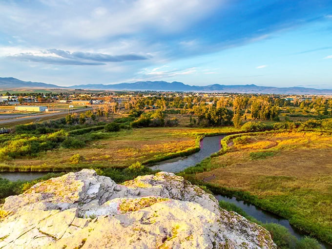Beaverhead Rock stands sentinel over the valley where the river curves like nature's signature on the landscape that captivated Lewis and Clark.