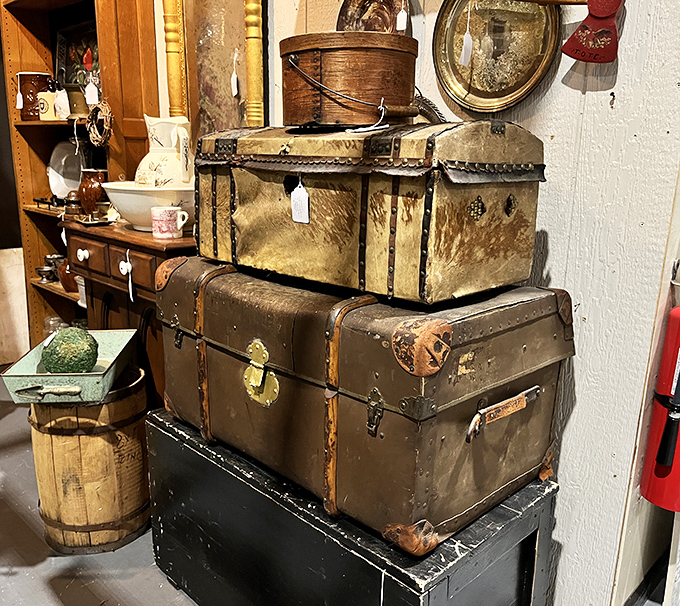 These vintage trunks crossed oceans before rolling suitcases were even a dream. Imagine the journeys they've witnessed and the secrets they keep.
