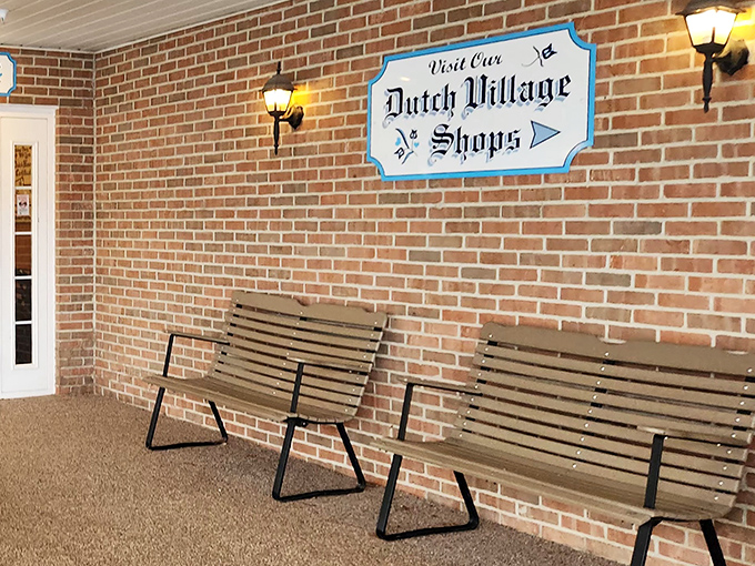 Benches outside for when you need a moment to recover from that third helping of pancakes.