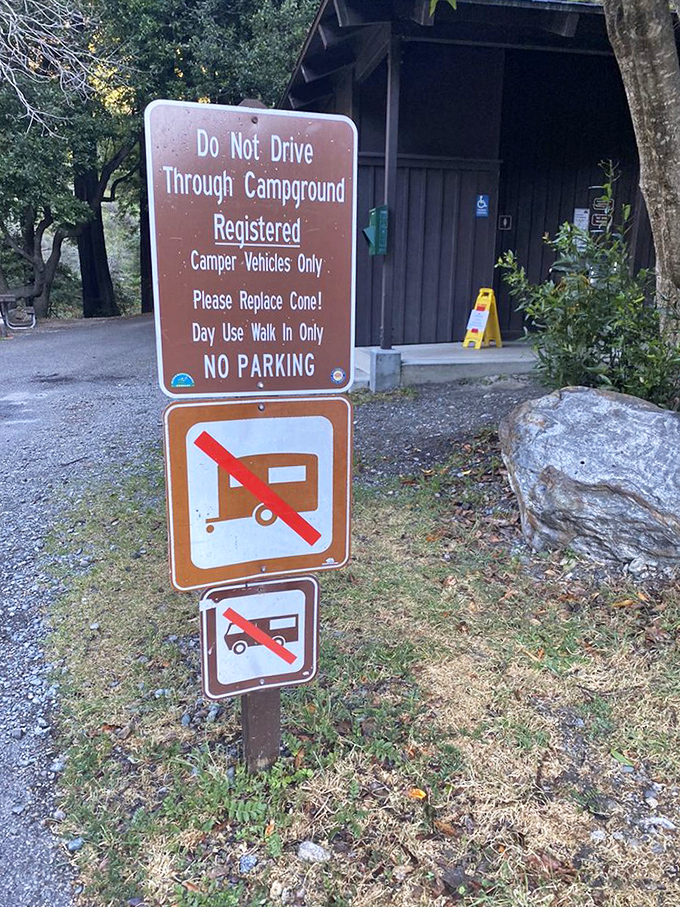 Campground rules that essentially translate to: "Please don't be that person everyone talks about at the ranger station."