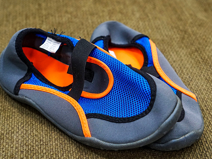 Water shoes in electric blue&mdash;perfect for Connecticut shoreline adventures or simply making a splash at the community pool this summer.