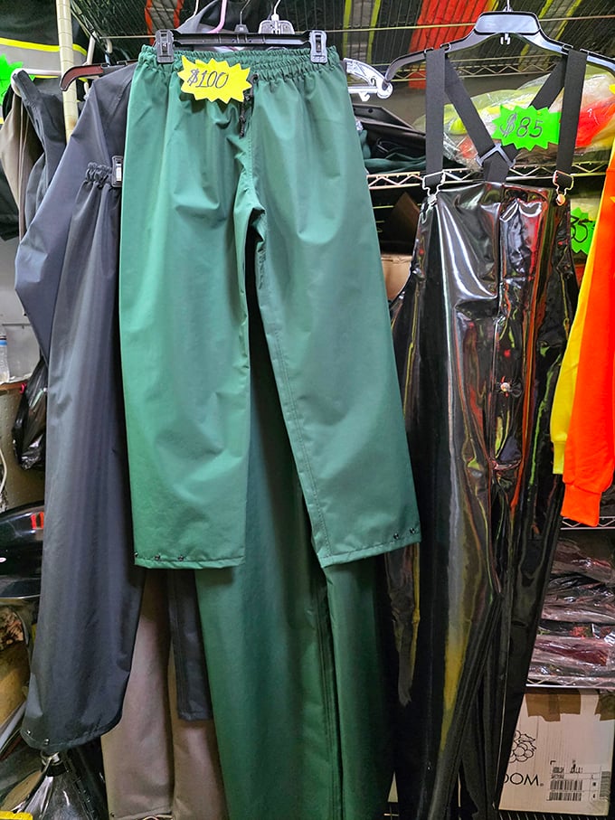 Waterproof pants for Oregon's infamous liquid sunshine. Because in the Pacific Northwest, "rain gear" and "everyday clothes" are often synonymous. 