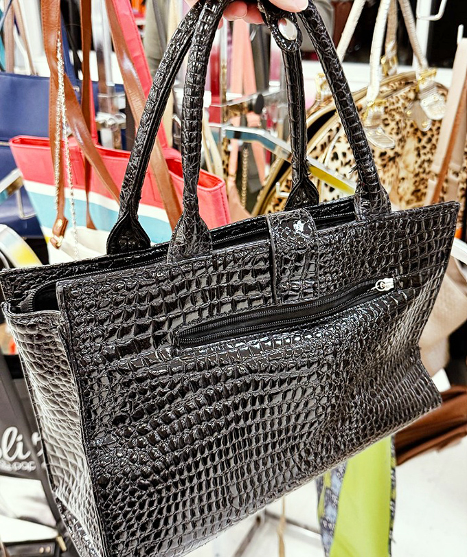 This faux-croc handbag looks like it should cost ten times its thrift store price tag. Fashion's best-kept secret is hiding in plain sight.
