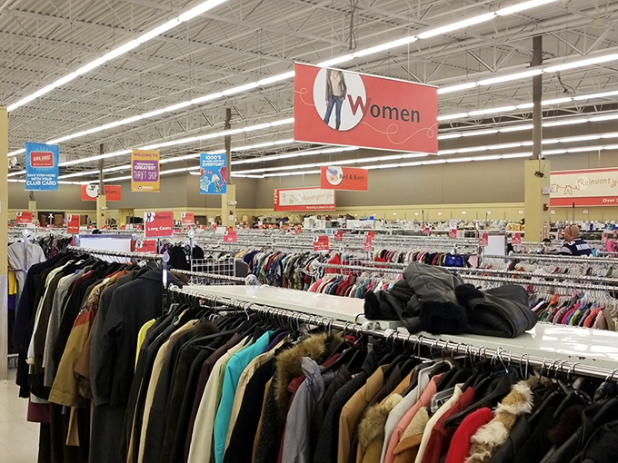 Fashion forest! The women's department stretches as far as the eye can see, with clear signage guiding shoppers through this wonderland of wearables.