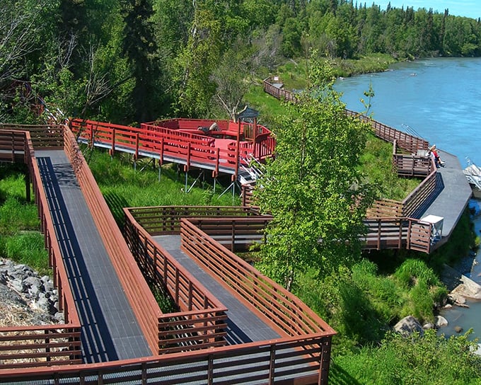 This boardwalk system is like a wooden rollercoaster for your feet &ndash; minus the screaming, plus spectacular river views.