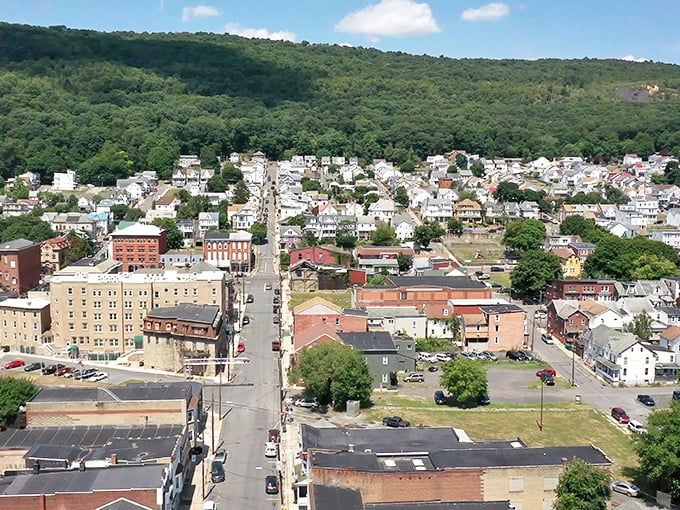 From above, Shamokin reveals its perfect nestling among Pennsylvania's verdant hills—a small city with a big heart and room to breathe.