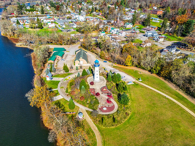 From above, the lighthouse peninsula reveals itself as a perfect blend of natural beauty and human inspiration&mdash;Pennsylvania's most unexpected landmark.