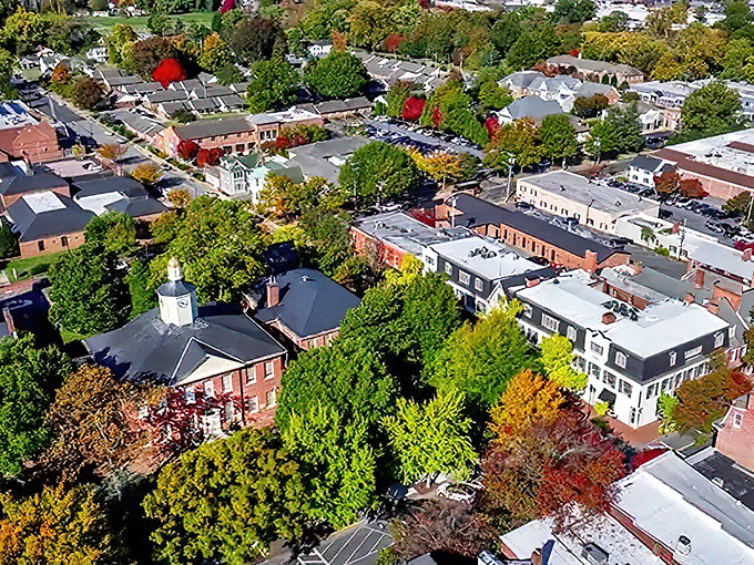 From above, Easton reveals its perfect proportions. A town designed for human connection rather than commuter congestion.
