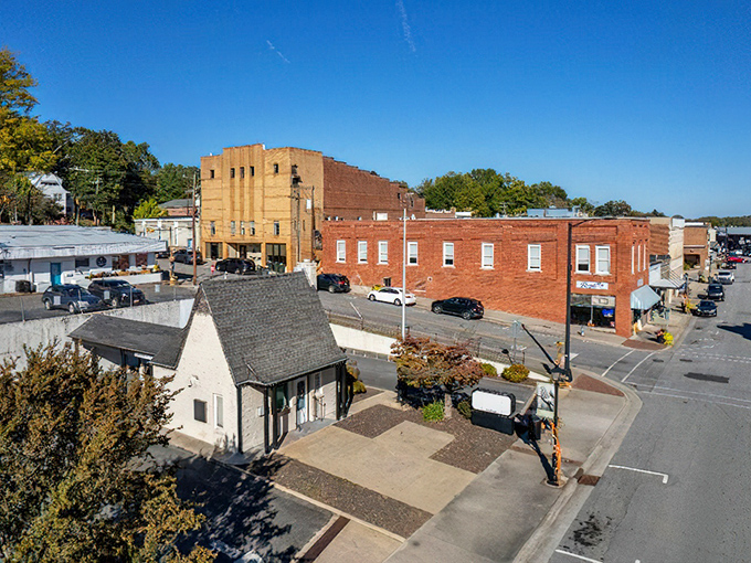 Bird's eye brilliance! Elkin's downtown reveals itself as a perfectly proportioned small town nestled among the green hills of North Carolina.