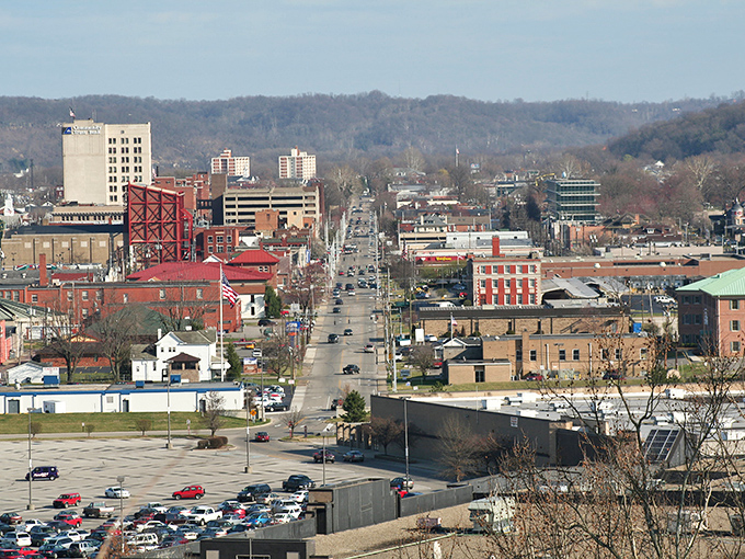 This aerial view reveals Ashland's perfect balance of urban planning and natural beauty – a community that knows exactly how to nestle into its landscape.