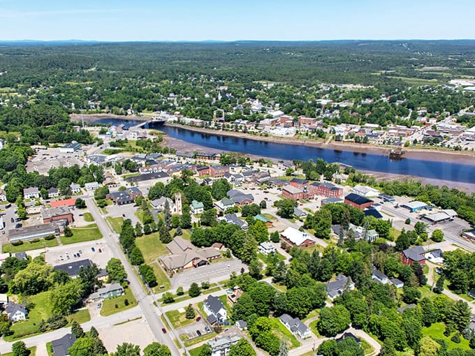 From above, Calais reveals its perfect symbiosis with the St. Croix River &ndash; a community that has flowed with the currents of time while maintaining its essential character.