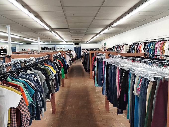 A canyon of clothing where patience is rewarded &ndash; the perfect metaphor for thrift shopping's greatest lesson: good things come to those who browse.