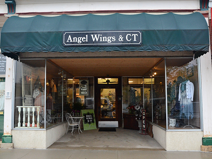 Angel Wings & CT boutique invites window-shoppers with its inviting entrance and eclectic merchandise, promising treasures that won't be found in any big-box store.