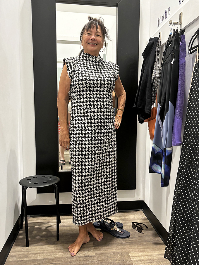 The fitting room reveals the true magic of thrift shopping&mdash;finding pieces that look like they were made for you, even though they were once loved by someone else.