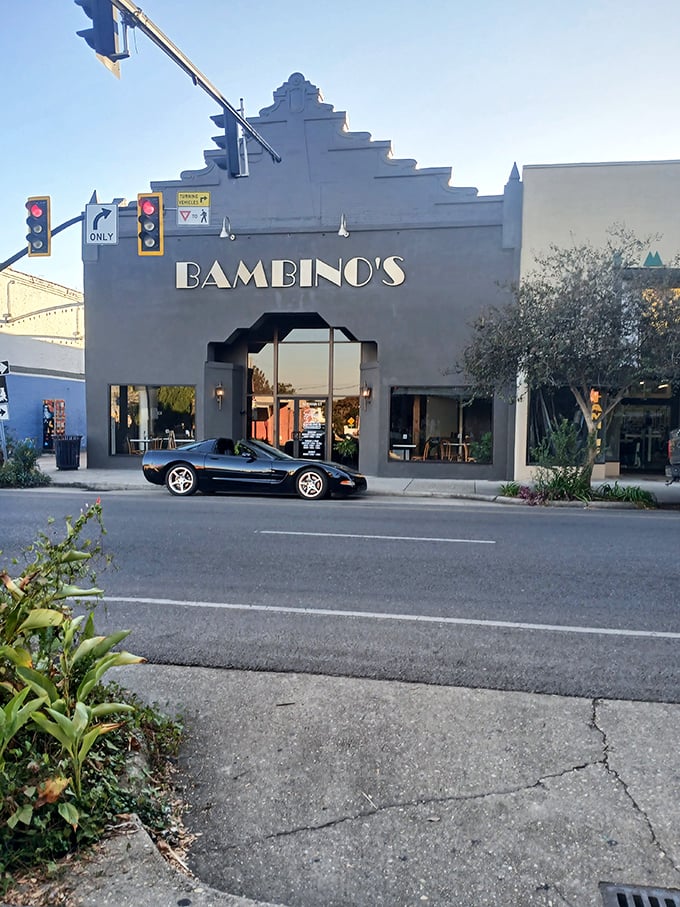 Bambino's striking facade stands ready for dinner service &ndash; the kind of place where you'll want to linger over that last bite of tiramisu.
