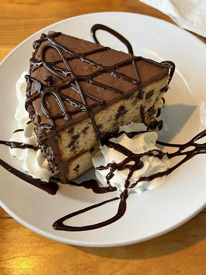 Chocolate drizzle creates an edible spider web across this banana chocolate chip cake&mdash;a sweet trap worth falling into.