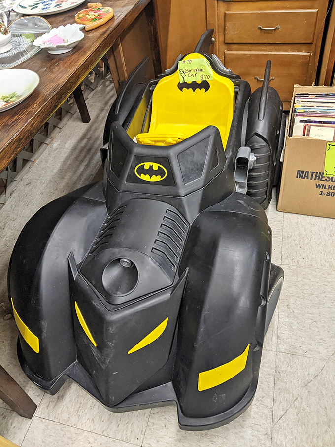 Holy transportation, Batman! This vintage Batmobile ride-on toy is every Gen-X dad's childhood dream come true.