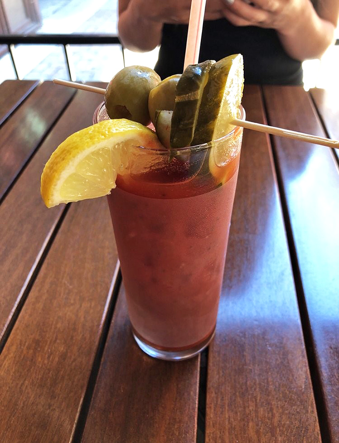 This isn't just a Bloody Mary&mdash;it's a meal in a glass, those pickles standing at attention like they're guarding the most delicious tomato juice in Ohio.