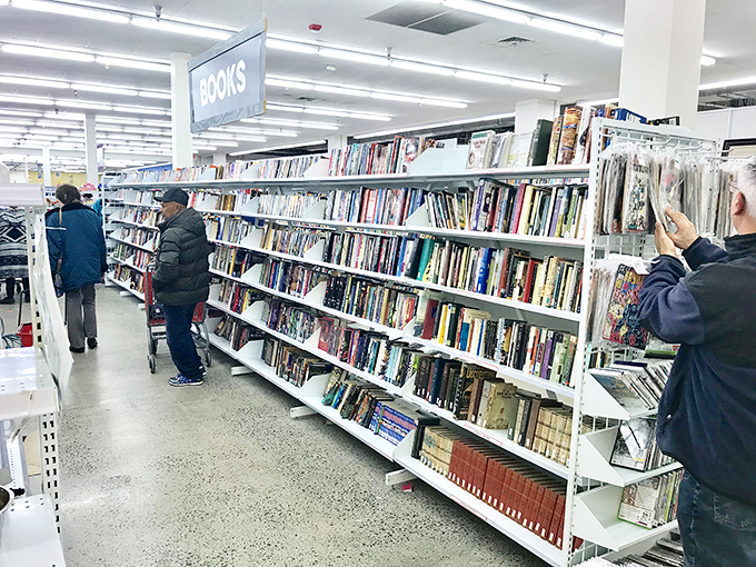 The book section: a paper labyrinth of forgotten bestsellers and timeless classics. That cookbook you've been eyeing? Someone else already spilled on page 42.