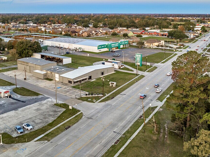 From above, Breaux Bridge reveals itself as a perfect small town nestled in the lush landscape of Acadiana.