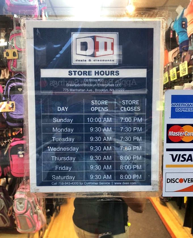 The store hours sign&mdash;memorize these times like you would your favorite takeout menu. Your budget-friendly shopping depends on it!