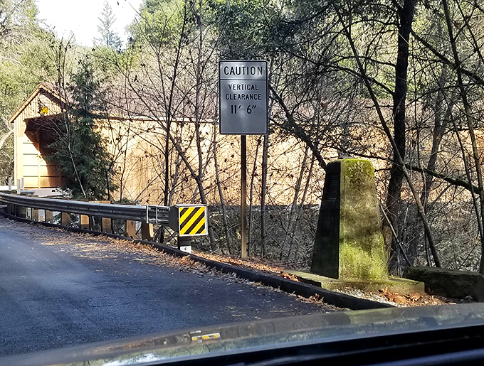 That clearance sign isn't kidding &ndash; this bridge was built for horses, not Hummers.