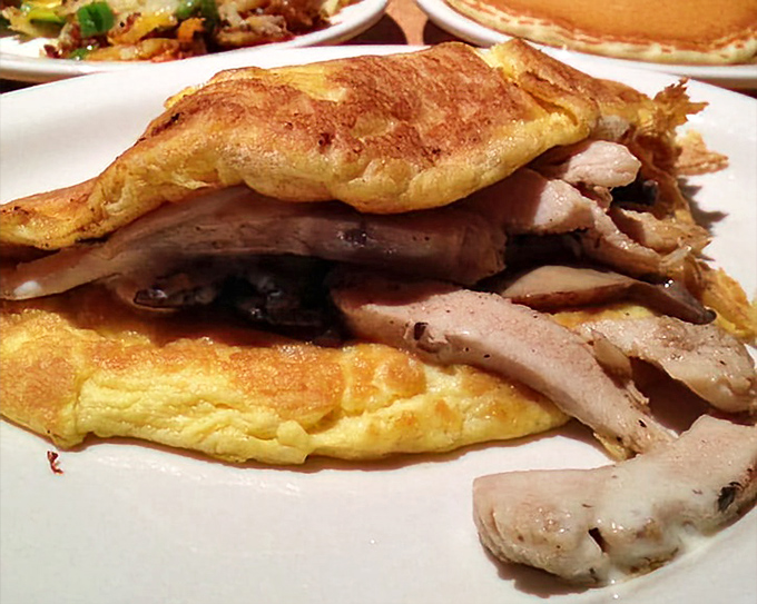 That mushroom Swiss omelet could star in its own cooking show &ndash; folded to perfection with cheese melting just right.