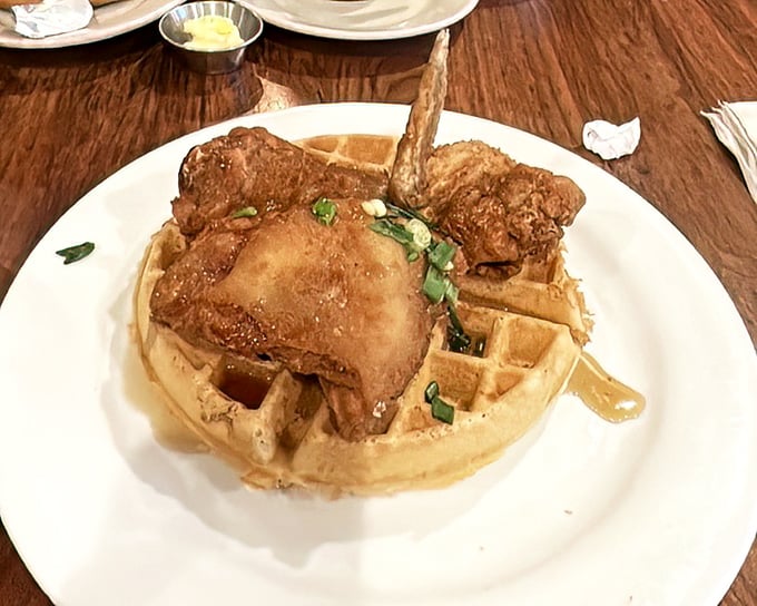 Chicken and waffles: the culinary equivalent of a perfect marriage. Sweet meets savory in a dish that makes breakfast feel like an occasion.