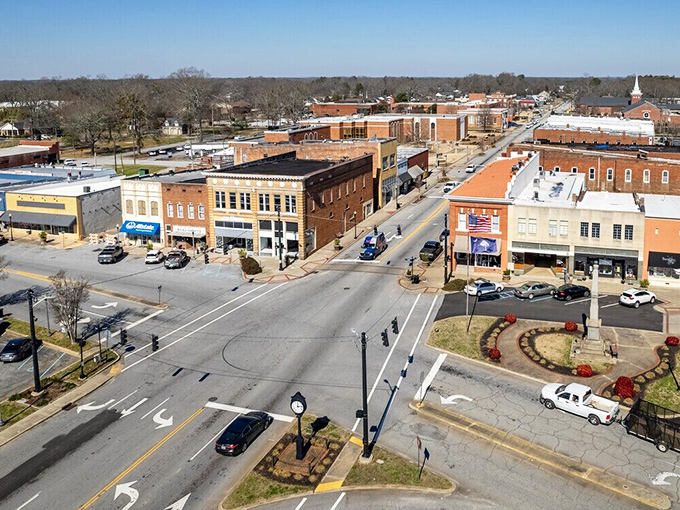 Clinton from above reveals a town that kept its character while others sold theirs.