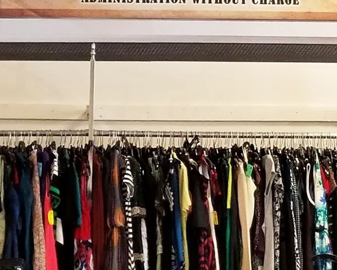 The clothing racks stand at attention, offering fashion finds for every taste and decade imaginable.