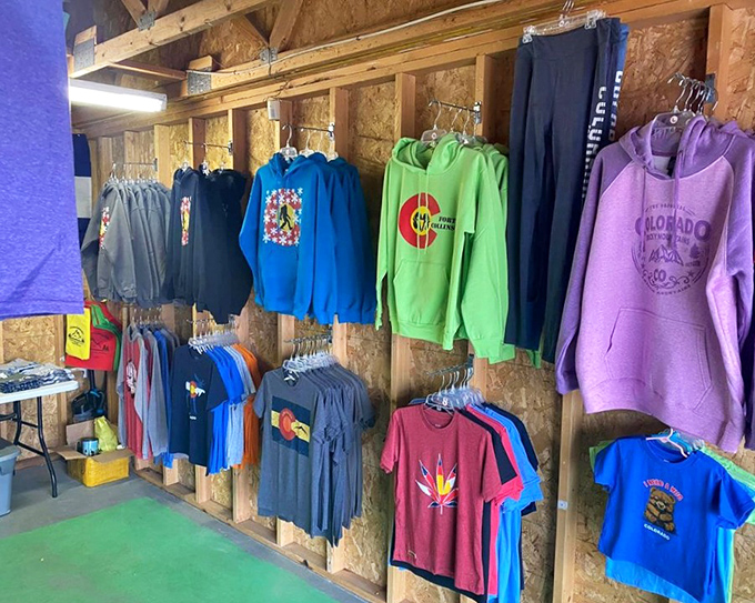 Colorado-themed hoodies and tees, because nothing says "local pride" like wearing your state on your chest.