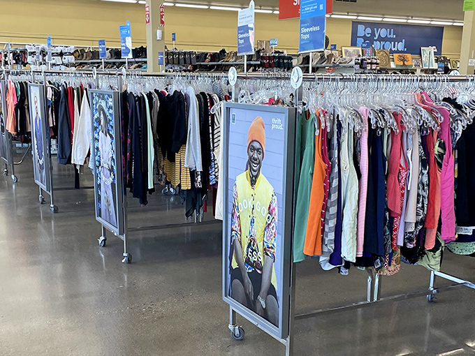 Clothing racks stretching toward retail heaven, where patience and persistence transform into a wardrobe refresh for less than a fancy dinner.