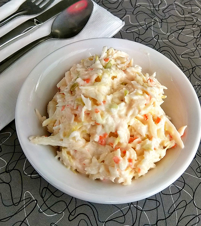 Coleslaw that strikes the perfect balance between creamy and crunchy&mdash;the supporting actor that steals the scene on many a diner plate.