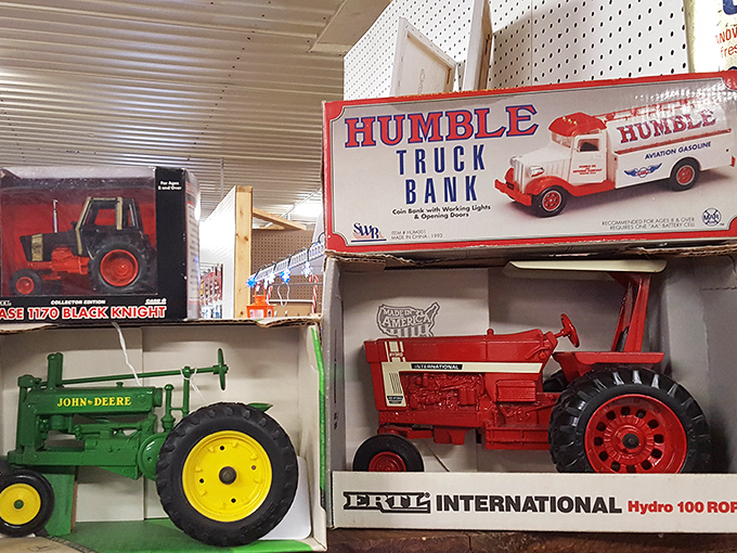 Farm equipment in miniature form—these collectible tractors represent Pennsylvania's agricultural heritage and the enduring appeal of perfectly crafted toys.