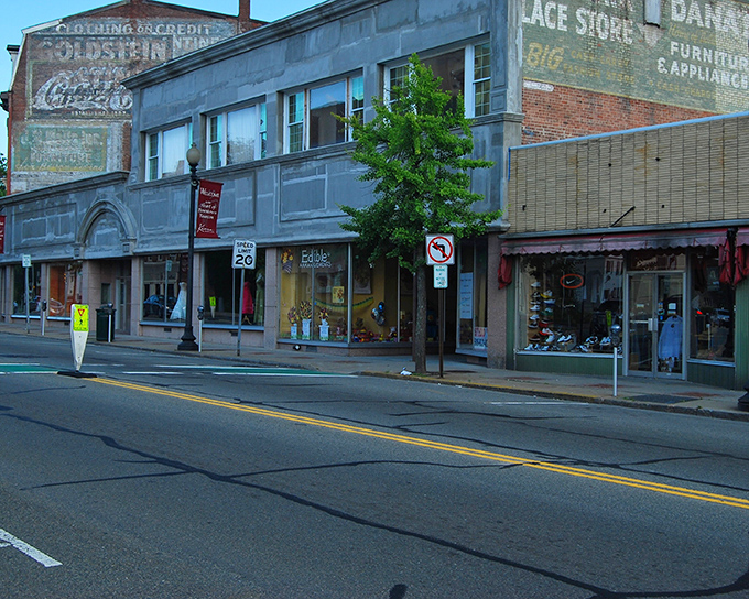 Ghost signs from bygone businesses add character to downtown buildings. Like wrinkles on a beloved grandparent's face—each one earned and telling a story.
