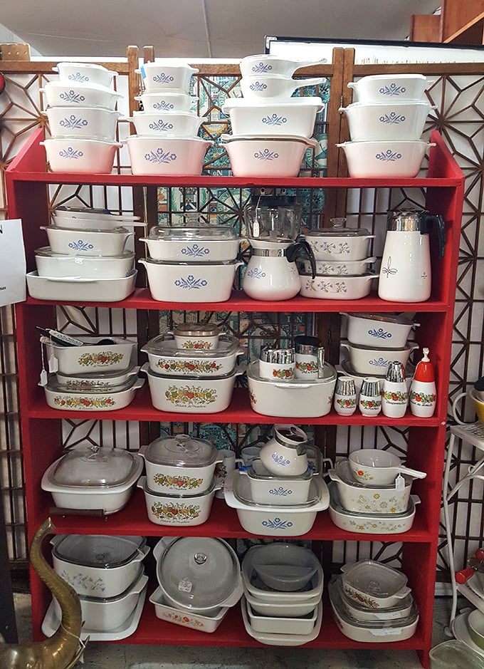 The holy grail for vintage kitchen enthusiasts&mdash;complete Corningware sets that survived decades of family dinners.