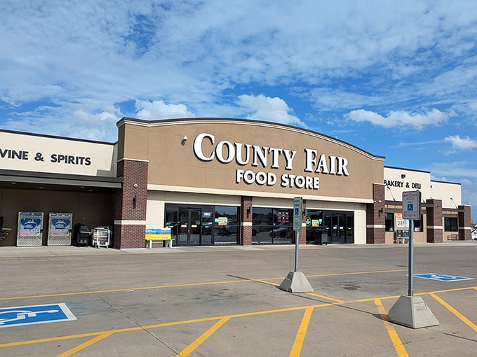 County Fair Food Store stocks everything locals need, proving small towns take care of their own beautifully. 