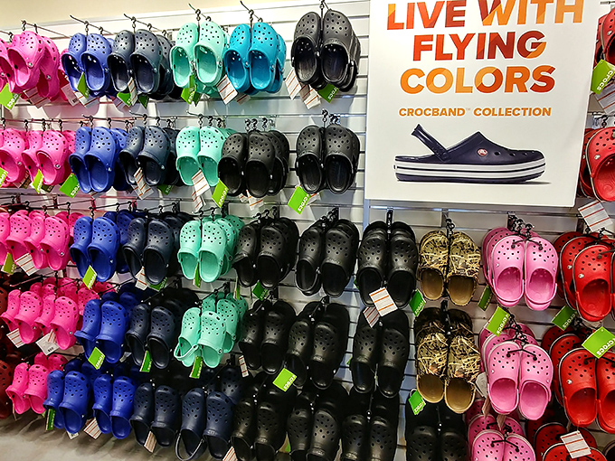 A rainbow of Crocs that proves comfort doesn't have to be colorless. Your feet and your wallet can be equally happy here.