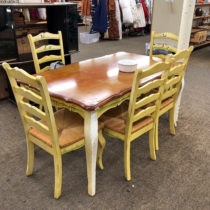 This sunny yellow dining set isn't just furniture; it's the backdrop for future family dinners, homework sessions, and midnight snacks.