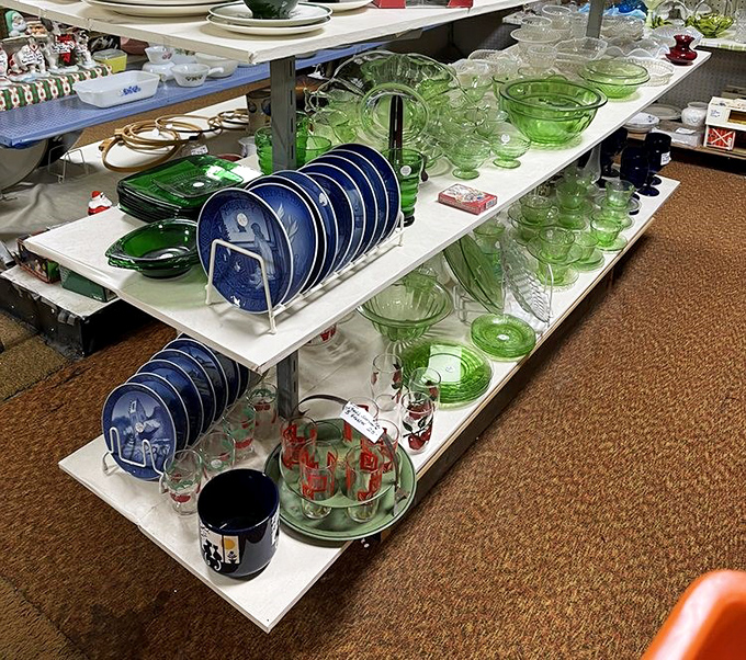 Depression glass and cobalt blue plates &ndash; the kind of dishware that makes your modern IKEA set hang its head in mass-produced shame.